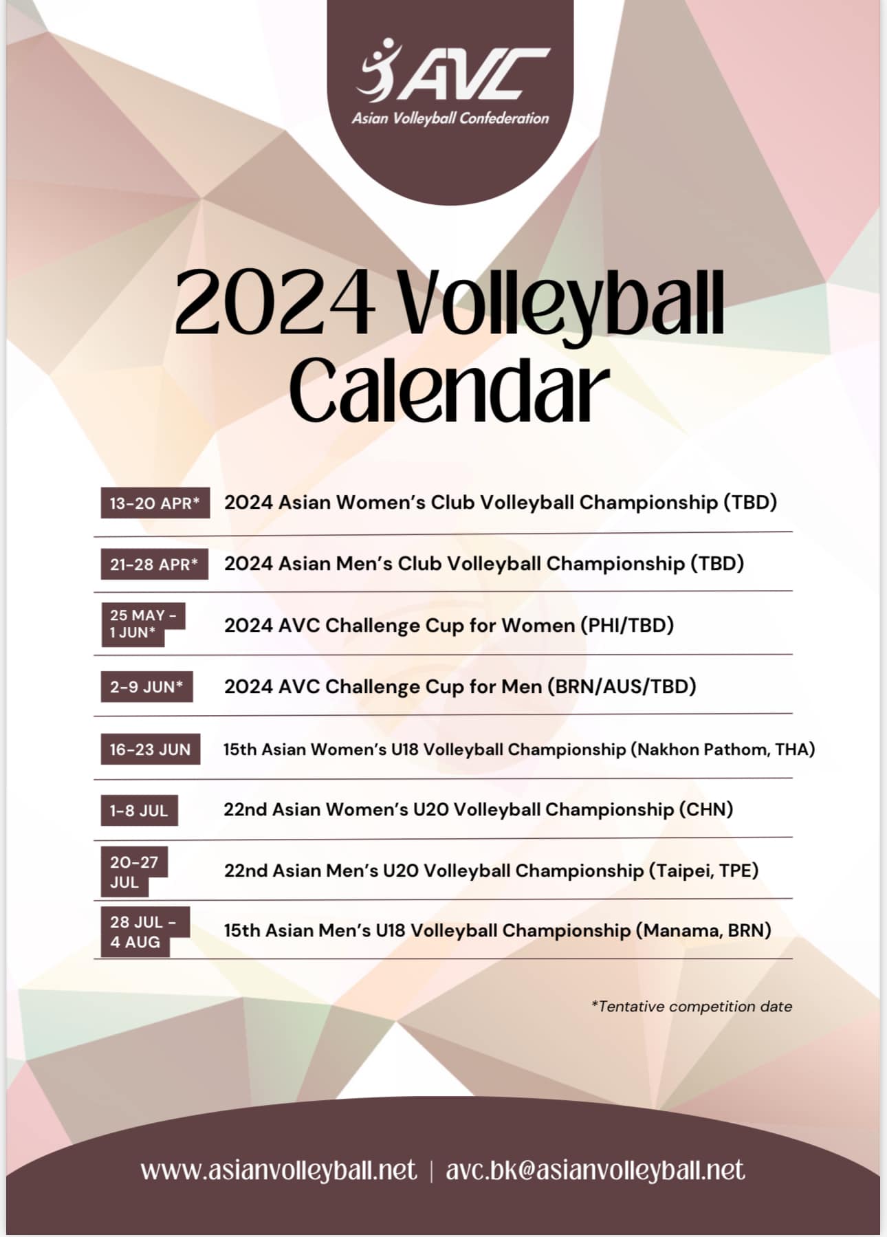 AVC COMPETITION CALENDAR SERVES UP MOUTHWATERING UNDERAGED COMPETITIONS ...